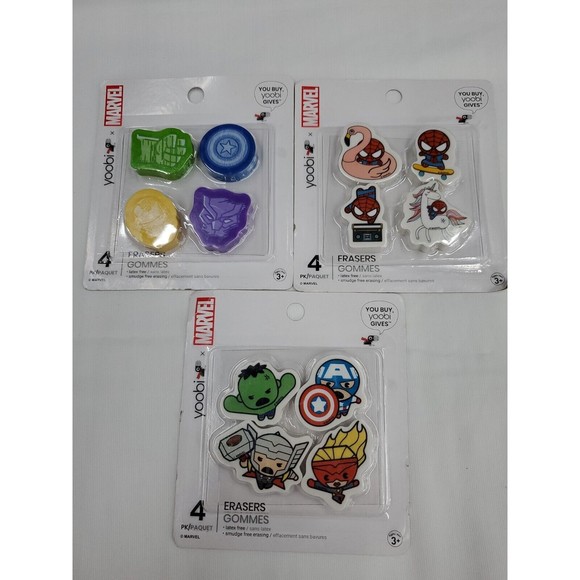 Marvel | Office | Yoobi X Marvel Avengers Mini Erasers Lot Of 3 4 Packs ...